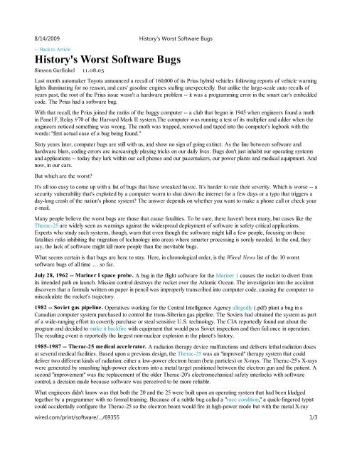 History's Worst Software Bugs - GSE