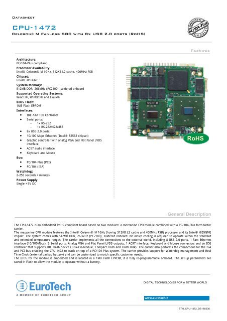 CPU-1472 Datasheet