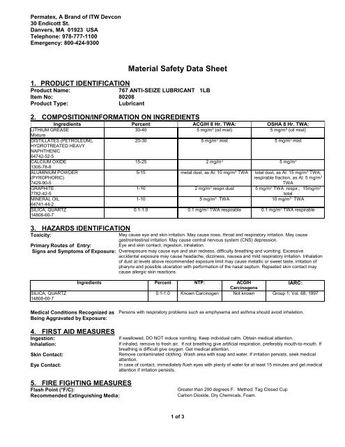Material Safety Data Sheet - Devcon