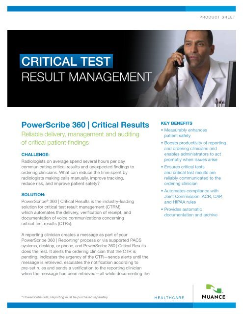 PowerScribe 360 | Critical Results - Nuance