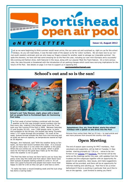 August Newsletter - Portishead Open Air Pool