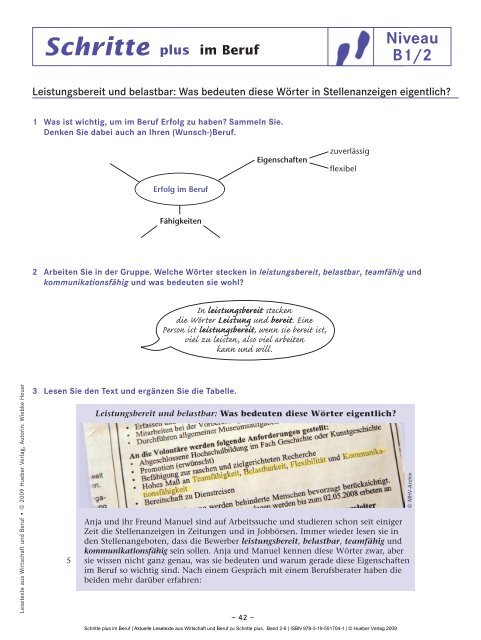 Schritte plus im Beruf Niveau B1/2 - Hueber