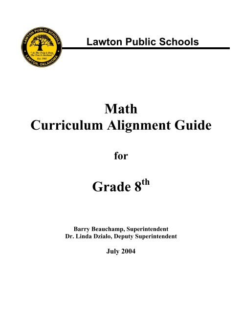 Math Curriculum Alignment Guide Grade 8 - Lawton Public Schools