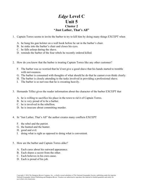 Edge Level C Unit 5 - Division of Language Arts/Reading