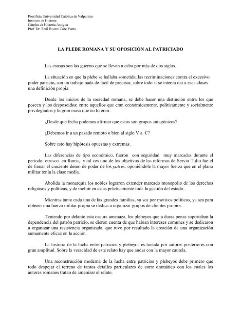 LA PLEBE ROMANA Y SU OPOSICIÃ N AL ... - Historia Antigua