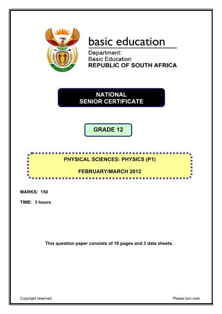 graad 12 national senior certificate grade 12 - Department of Basic ...