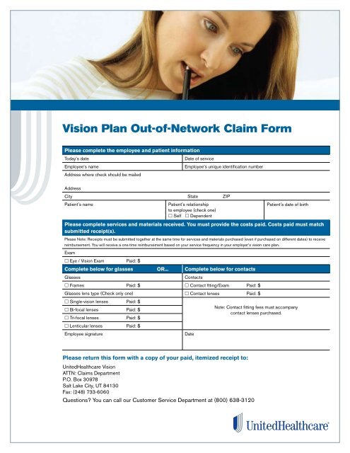 Vision Plan Out-of-Network Claim Form - My Benefit Choices