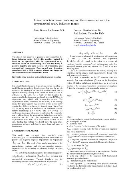 Linear induction motor modeling and the equivalence with the ...