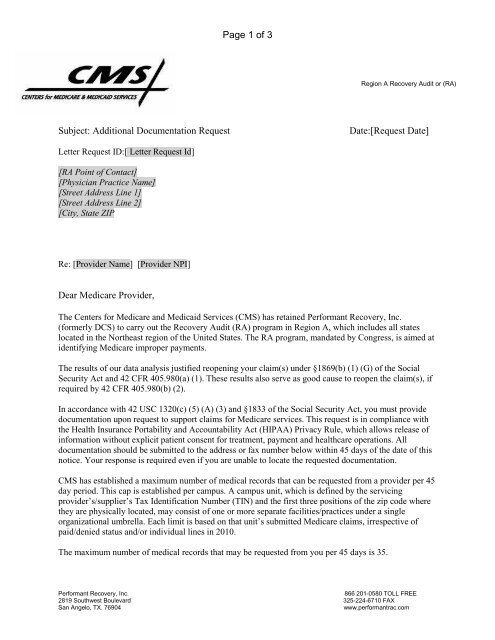 (ADR) Letter - Performant Recovery