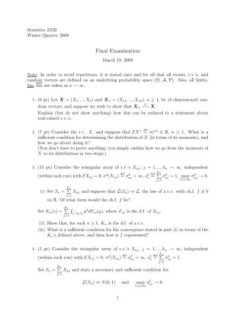 Final Examination - Statistics