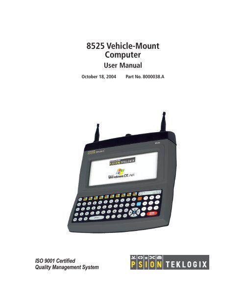 Teklogix 8525/30 User Manual - Southern Graphics & Systems