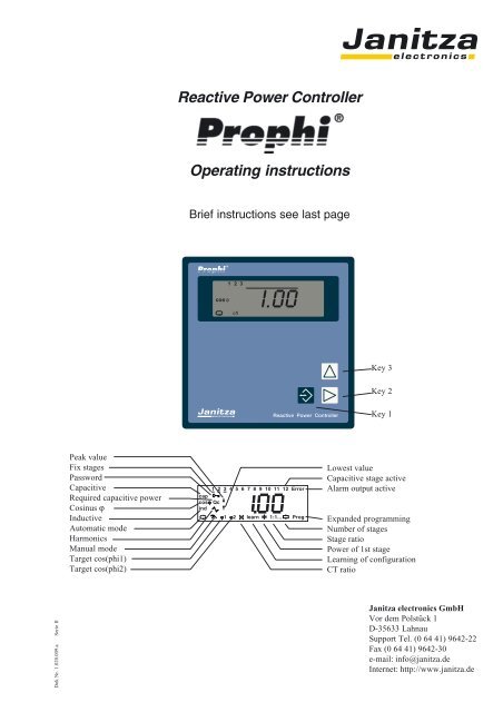 Reactive Power Controller Operating instructions