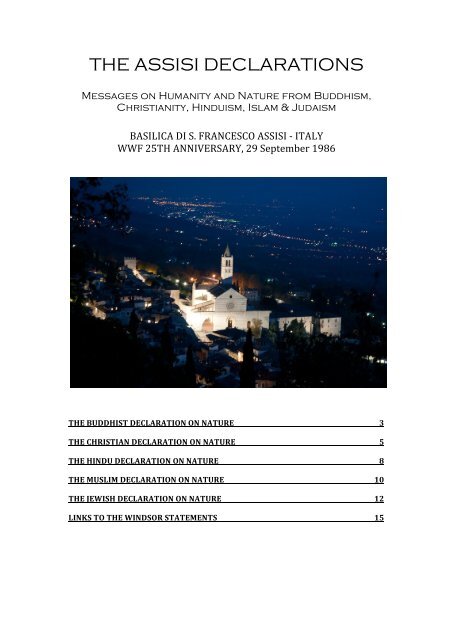 the assisi declarations - Alliance of Religions and Conservation