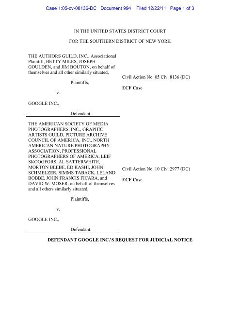 Request for Judicial Notice - The Public Index