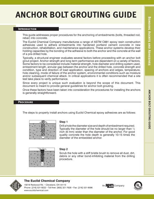 Hilti Anchor Bolt Installation Procedure - Design Talk