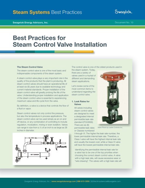 No. 19 Control Valve Installation Best Practices (PDF) - Swagelok ...
