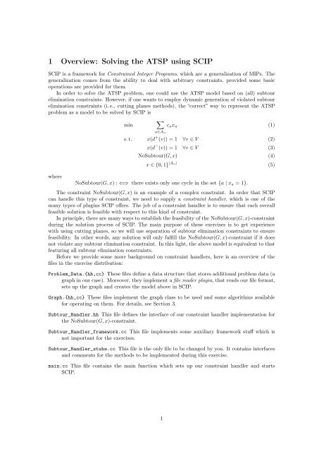 1 Overview: Solving the ATSP using SCIP