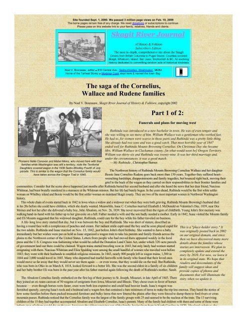 The saga of the Cornelius, Wallace and Rudene families Part 1 of 2 ...