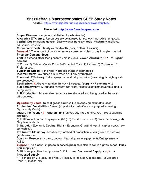 Snazzlefrag's Macroeconomics CLEP Study Notes - Free Clep Prep ...