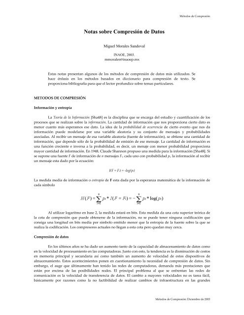 Métodos de Compresión de datos