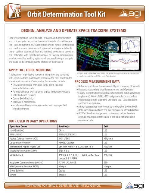 Orbit Determination Tool Kit Odtk Flyer Agi