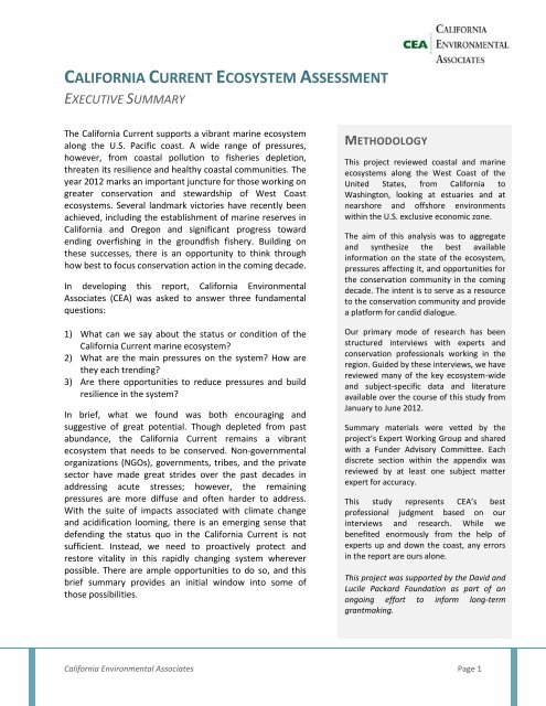California Current Ecosystem Assessment â Executive Summary