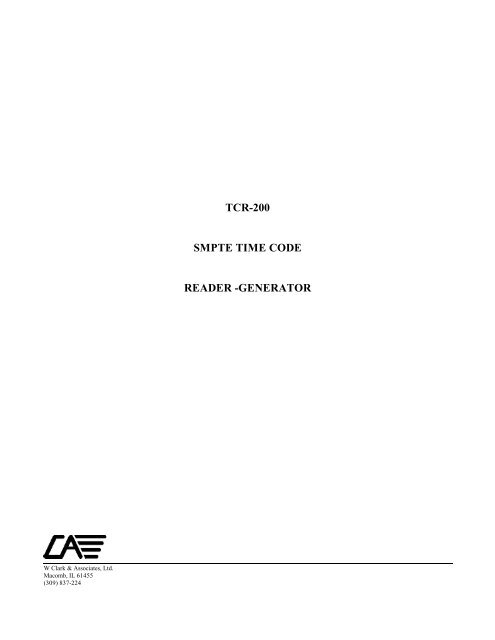 TCR-200 SMPTE TIME CODE READER -GENERATOR - Masterclock