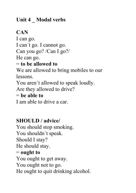 Unit 4 _ Modal verbs - psabuba.edu.sk