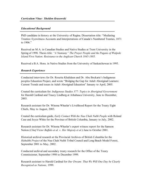 Sheldon Krasowski Educational Background - Athabasca University