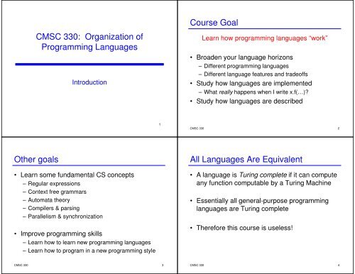 Cmsc 330 Organization Of Programming Languages Gtnoise