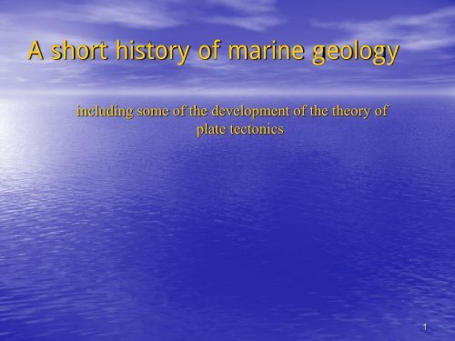 A short history of marine geology