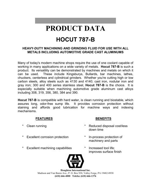 product data hocut 787-b