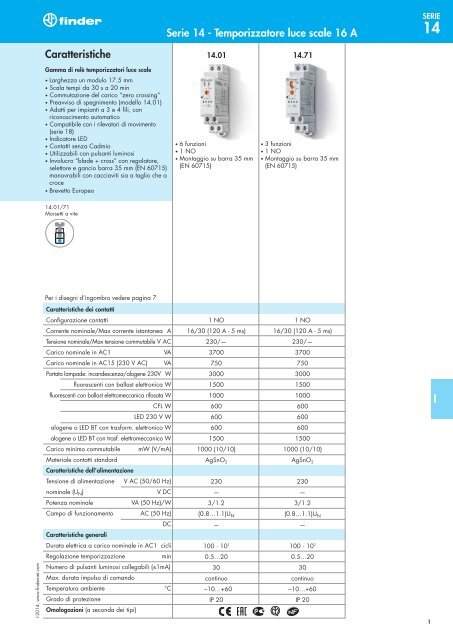 Caratteristiche Serie 14 - Temporizzatore luce ... - Accedi a G-Finder