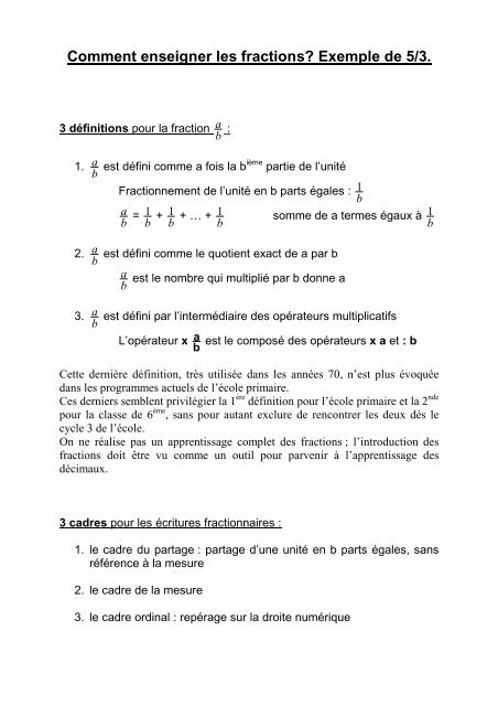 Comment enseigner les fractions? Exemple de 5/3. - Peysseri Comment enseigner les fractions? Exemple de 5/3. - Peysseri