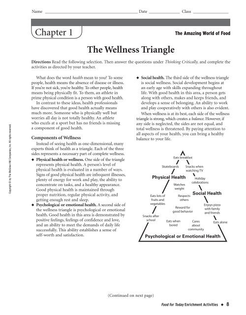 Health Triangle Worksheets Components Of Active Strides CP Across ICF