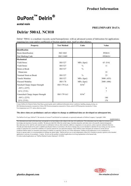 DELRIN 500AL NC010 - Promaplast