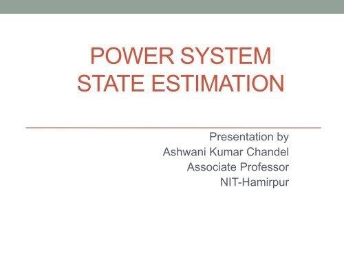 Power System State Estimation Iit Mandi