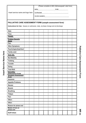 Printable Assessment Form For Palliative Care - Printable Forms Free Online