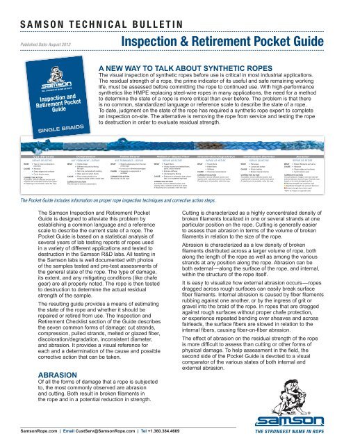 Inspection & Retirement Pocket Guide - Samson Rope