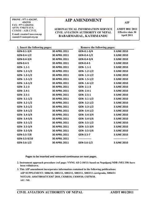 AIP amendment 30_APR_2011_TEXT.pdf - Civil Aviation Authority ...