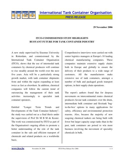 International Tank Container Organisation - Itco.be