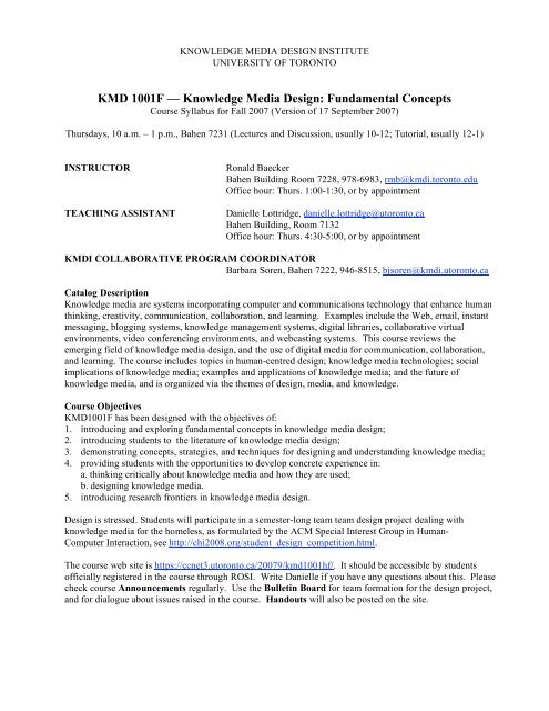 Knowledge Media Design - KMDI - University of Toronto