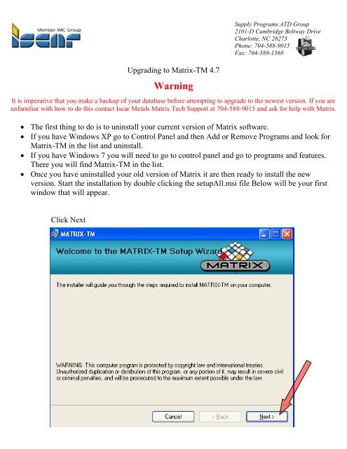 Upgrading to Matrix-TM 4.7