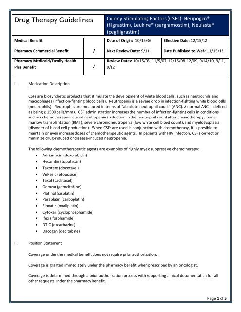 Drug Therapy Guidelines