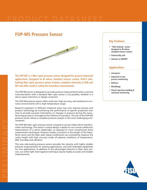 FOP-MS Pressure Sensor - FISO Technologies, Inc.