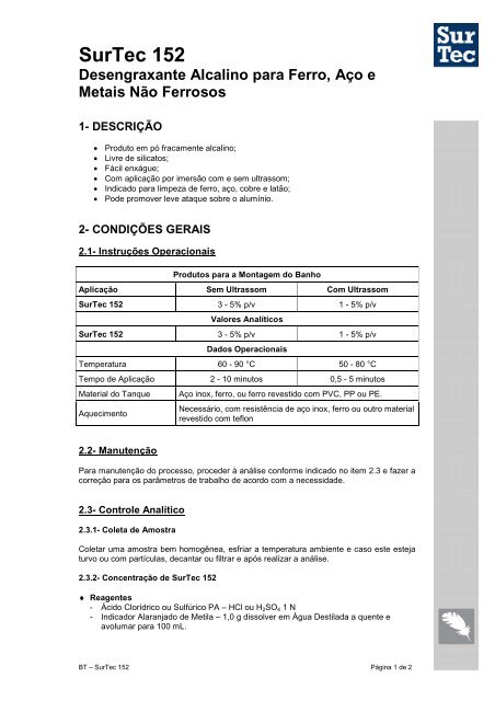 SurTec 152 - Surtec do Brasil