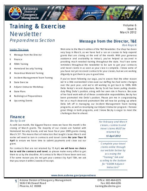 Training & Exercise - Arizona Division of Emergency Management