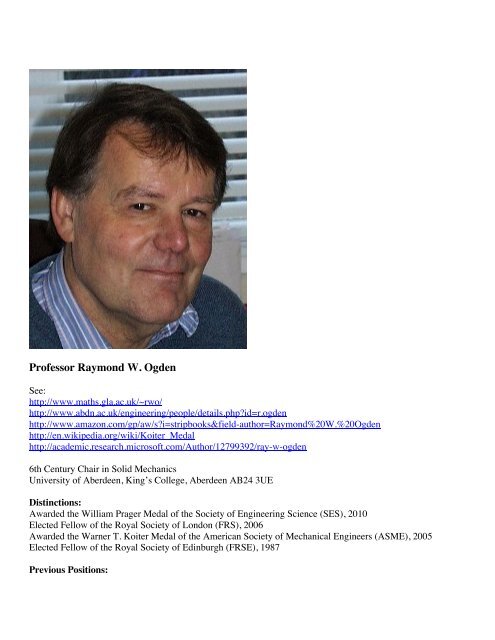 Professor Raymond W. Ogden - Shellbuckling.com