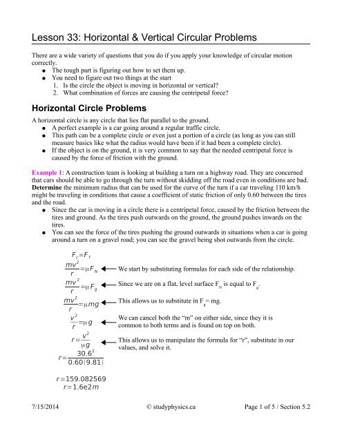 Horizontal & Vertical Circular Motion Problems