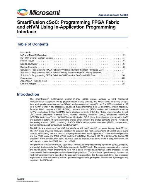 Smartfusion Csoc Programming Fpga Fabric And Envm Actel